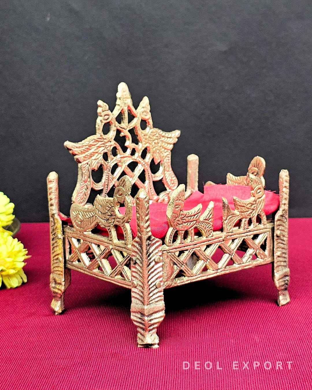 Brass Singha Asan, 16 Cm Tall Brass God Throne Peacock Design ...