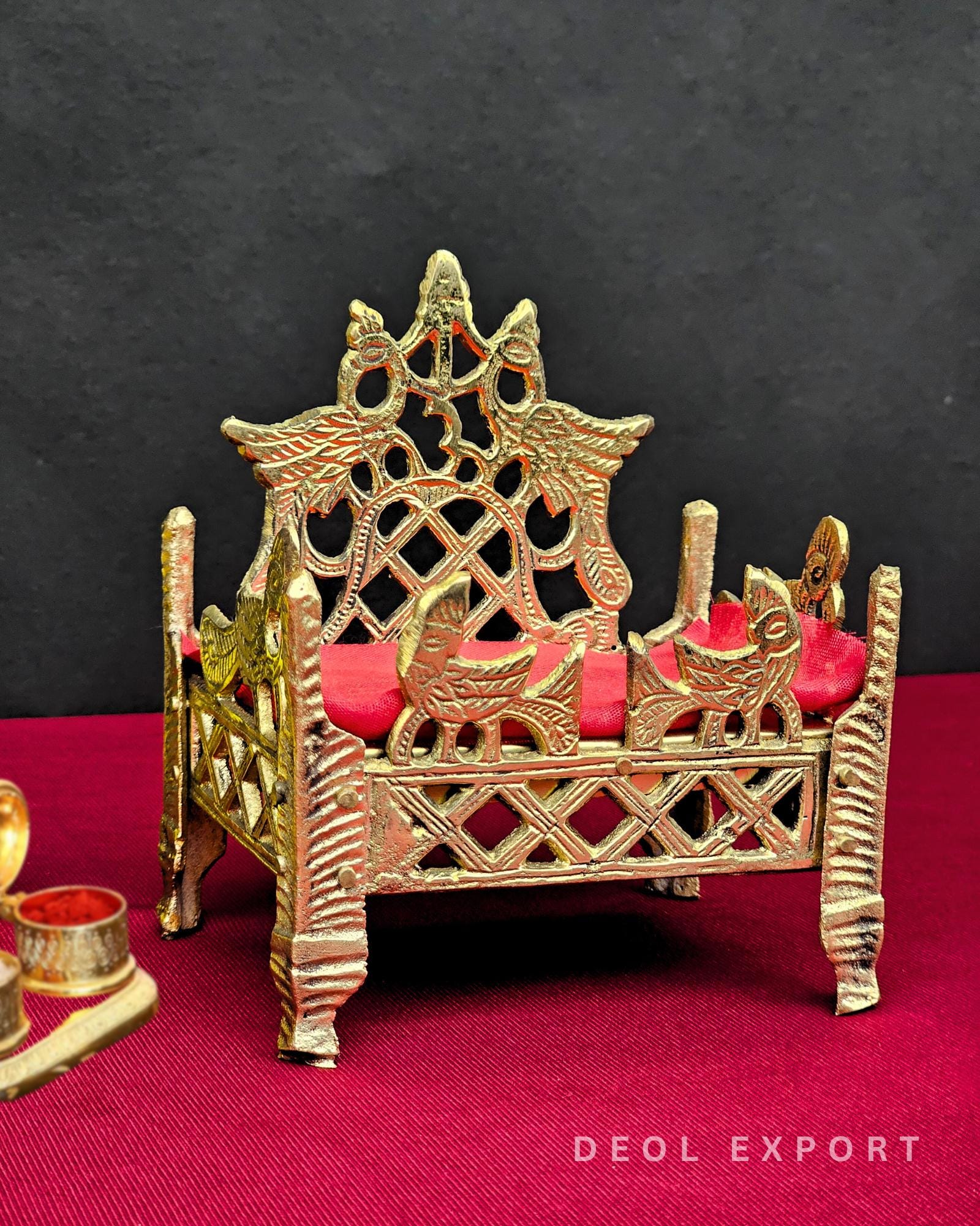 Brass Singha Asan, 16 Cm Tall Brass God Throne Peacock Design ...