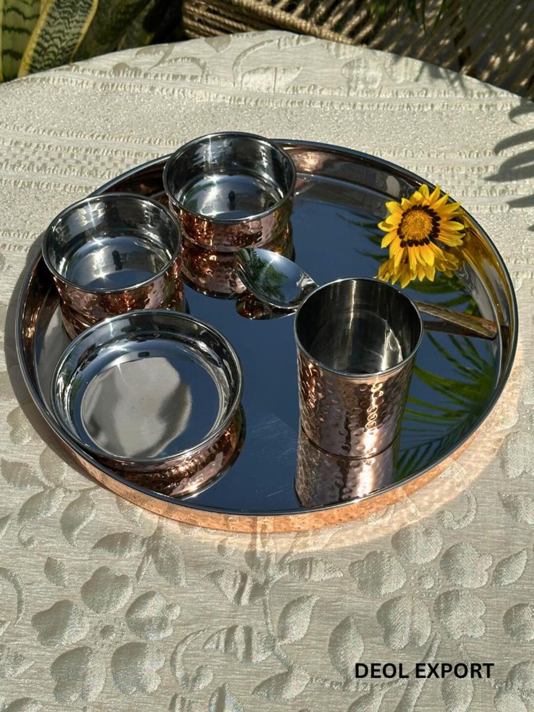 Copper Thali Set,dinner Set, Royal Thali Dinning ,copper Plate Set ...