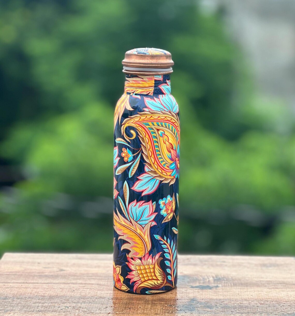 Printed Pure Copper Water Bottle, Luxury Copper Bottle, Yoga Bottle ...