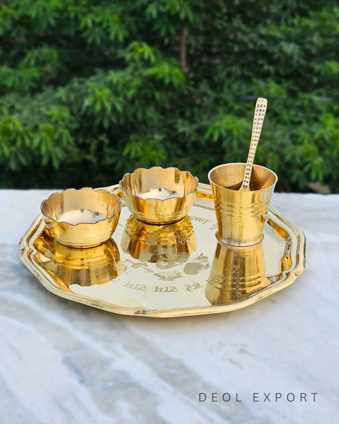 Brass Gopal Bhog Thali Set of 4 for Laddu Gopal Pooja, Small Plate ...