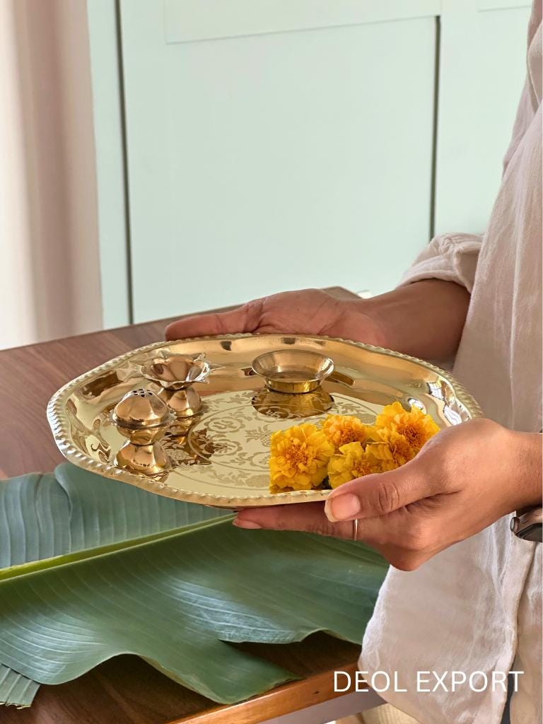Brass Puja Thali Set Pooja |thali Aarti | Bartan Thambulam Plate|puja ...
