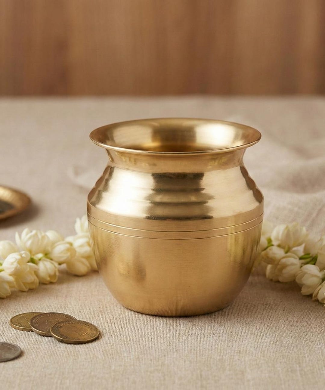 Handmade Pure Brass Kalash for Puja – Traditional Hindu Lota for Prayer ...