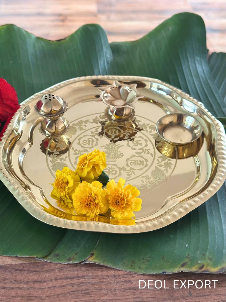 Brass Puja Thali Set Pooja |thali Aarti | Bartan Thambulam Plate|puja ...