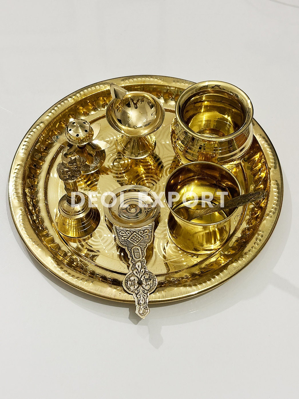 10 Inch Brass Puja Thali Set Pooja thali Aarti Bartan Thambulam ...