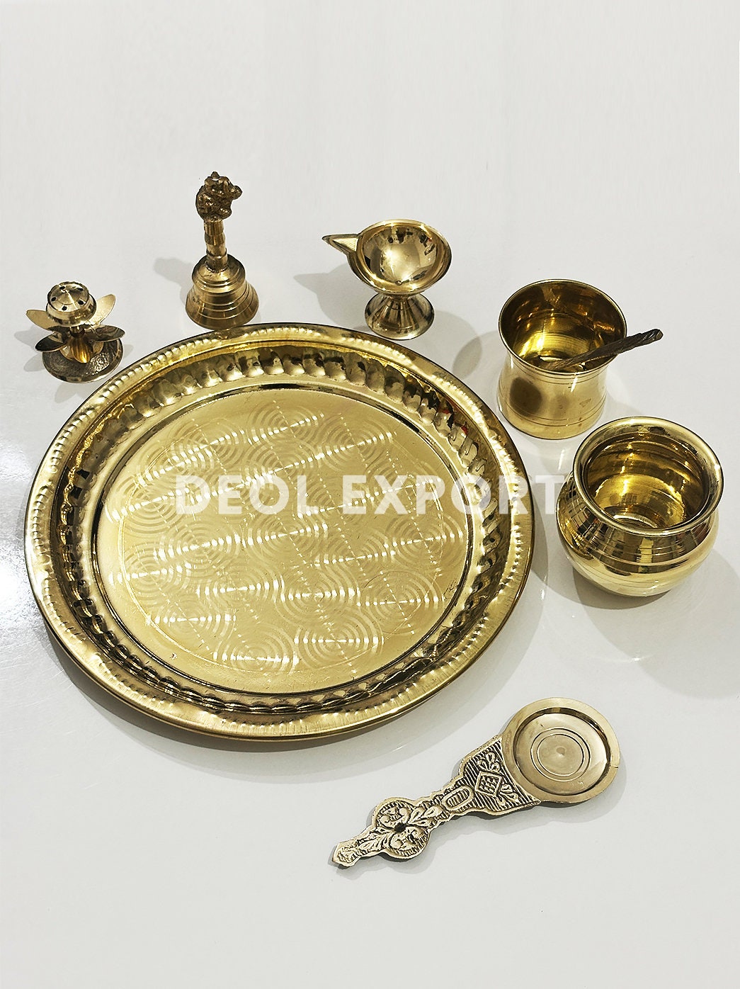 10 Inch Brass Puja Thali Set Pooja thali Aarti Bartan Thambulam ...