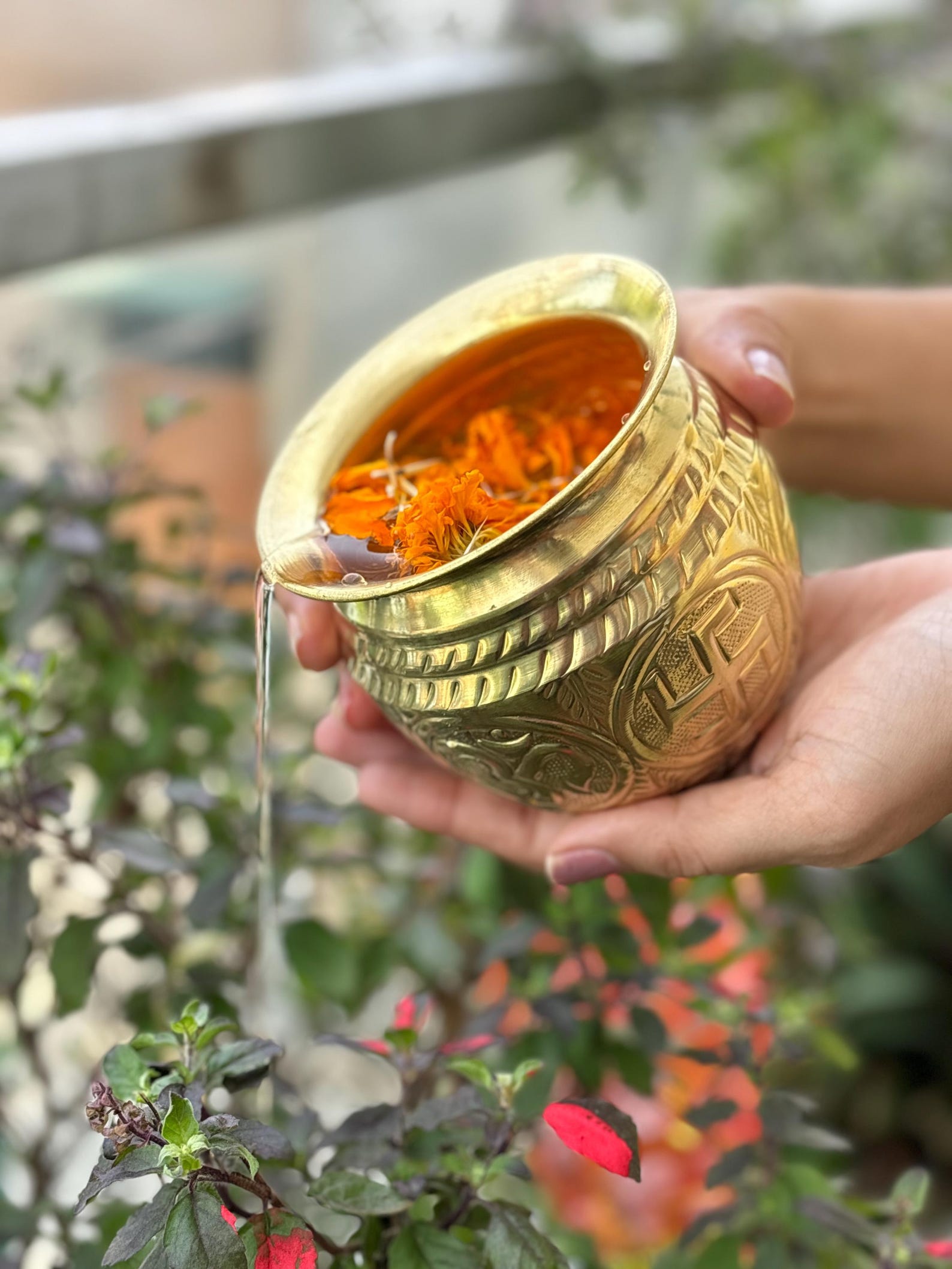 100% Brass Golden Water Kalash , Swastik Brass Kalash Brass Lota Pot ...