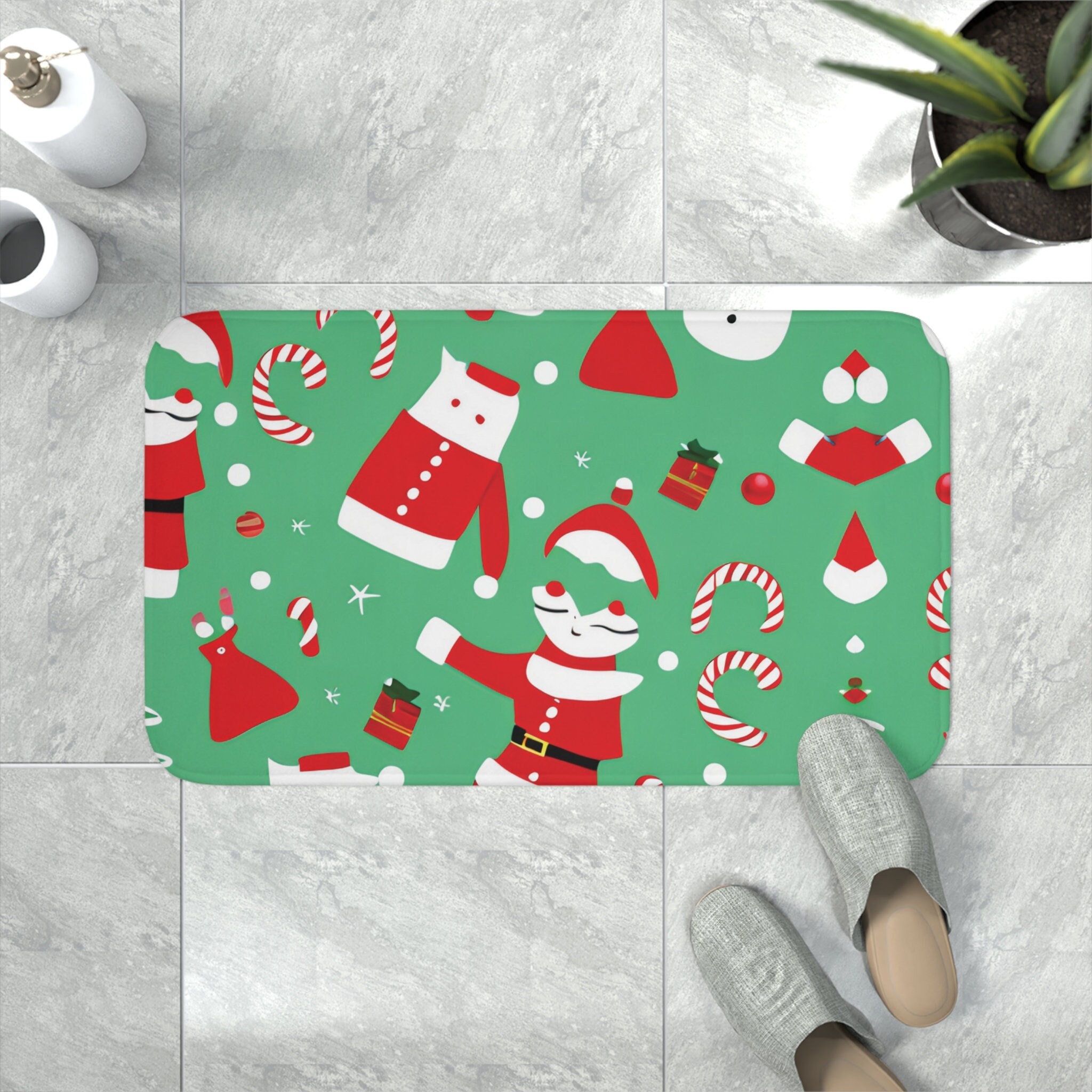 Merry Christmas Bath Mat Memory Foam Festival Home Decor Bath - Etsy