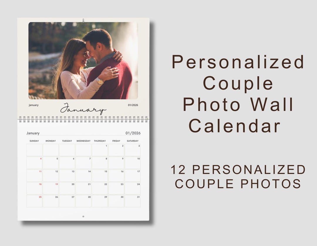 Personalized Couple Photo Calendar 2026, Custom Wall Calendar, Gift for ...