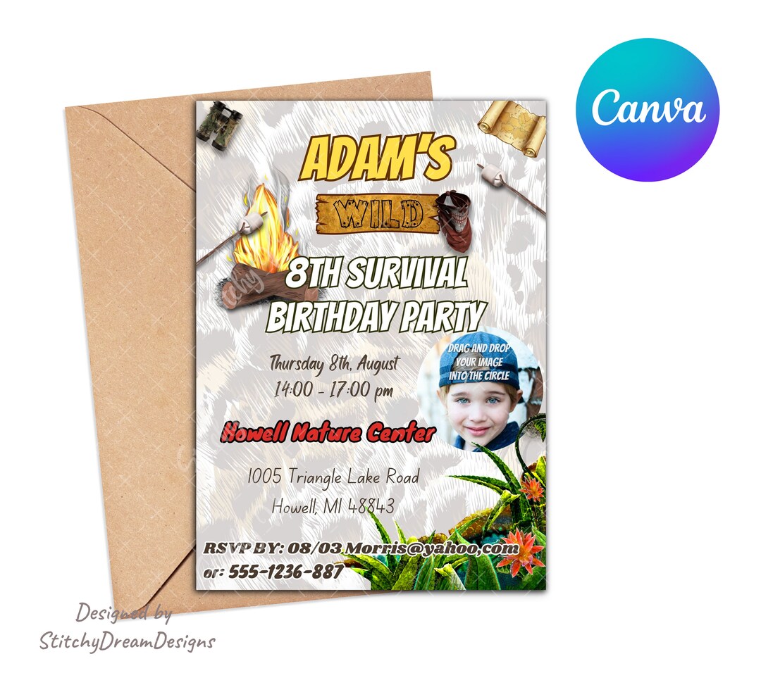 SURVIVAL Party Editable Digital Download File Party Invitation, 5”x7 ...