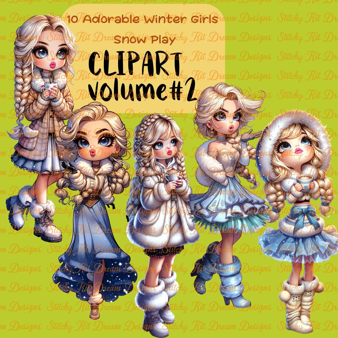 10 Adorable Winter Girls | Snow Play Clipart - Volume #2 - Etsy