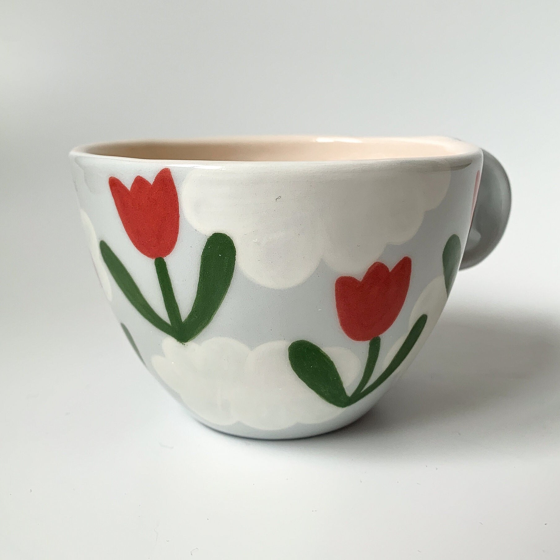 Dream Handmade Ceramic Mug, Cute Flower Hand Painted Ceramic Mug, Cute ...