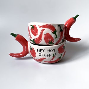 Hot Stuff Chili Handmade and Hand Painted Ceramic Mug, Aesthetic Coffee ...
