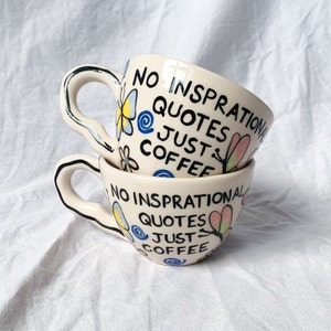No Inspo Handmade and Hand Painted Ceramic Mug, Cute Modern Coffee Mug ...