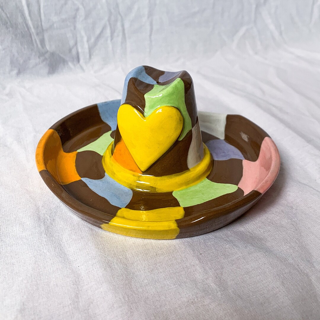 Handmade and Hand Painted Ceramic Cowboy Hat Incense Stick Holder ...