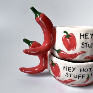 Hot Stuff Chili Handmade and Hand Painted Ceramic Mug, Aesthetic Coffee ...