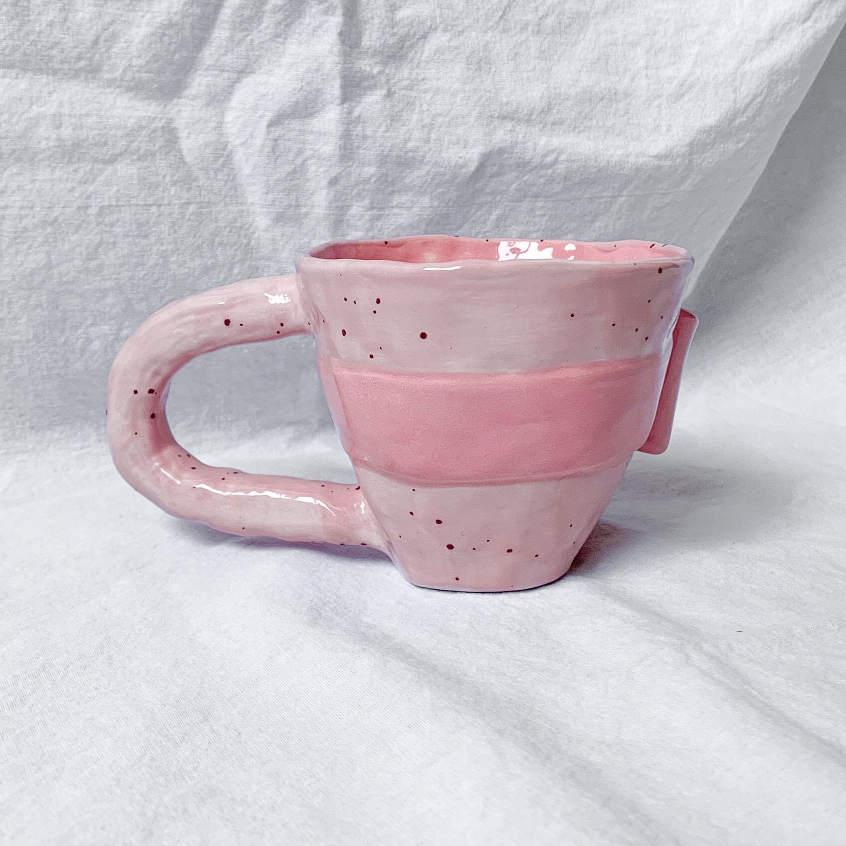 Bow Handmade and Hand Painted Ceramic Mug, Aesthetic Coffee Mug ...