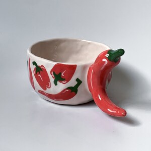 Hot Stuff Chili Handmade and Hand Painted Ceramic Mug, Aesthetic Coffee ...