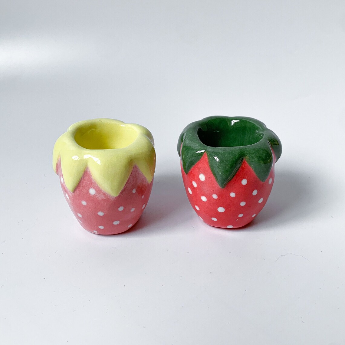 Strawberry Handmade Candle Stick Holder Set, Hand Painted Strawberry ...
