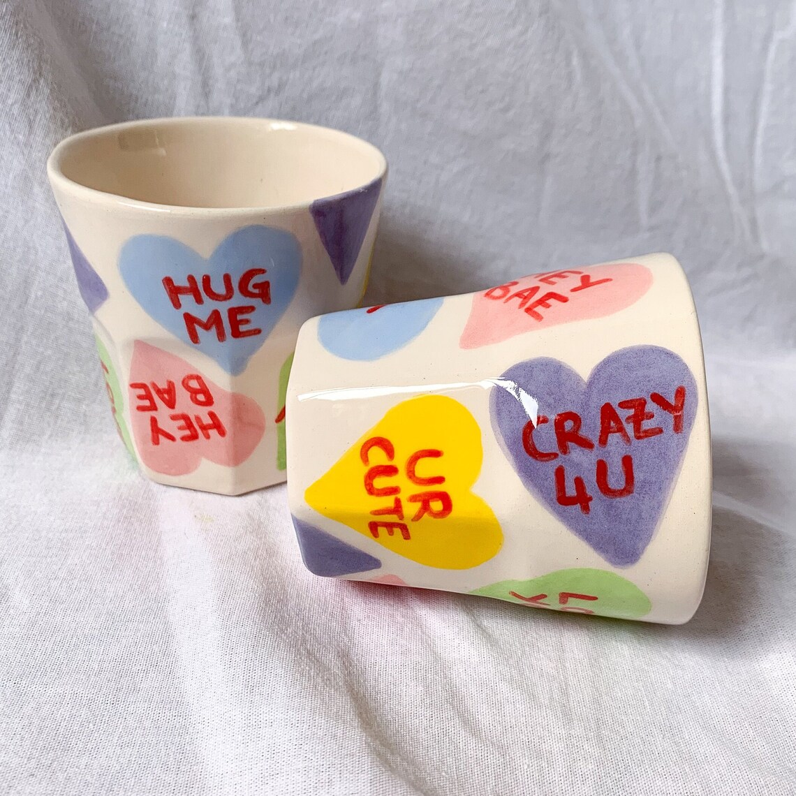 Love Letter Handmade and Hand Painted Ceramic Mug Set, Set of Two ...