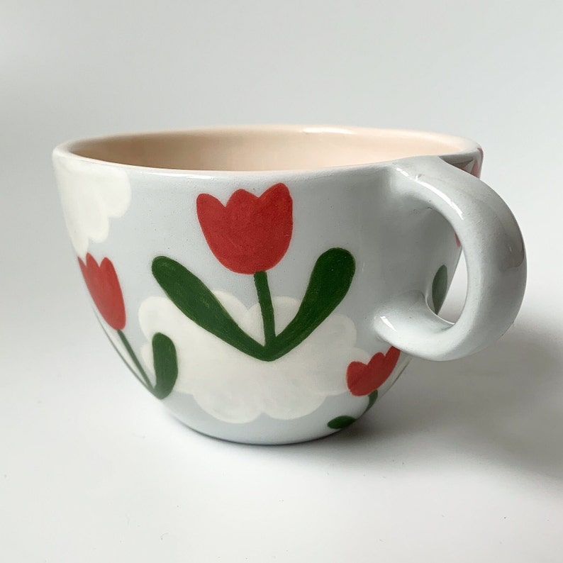 Dream Handmade Ceramic Mug, Cute Flower Hand Painted Ceramic Mug, Cute ...