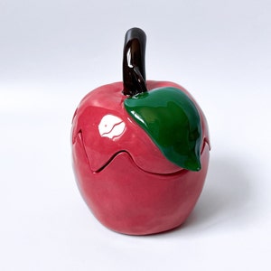 Apple Handmade and Hand Painted Ceramic Jewelry Box, Trinket Box, Sugar ...