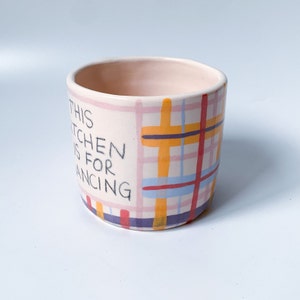 Dancer Handmade and Hand Painted Striped Ceramic Mug, Cute Modern ...