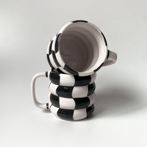 Hand-painted Checkered Ceramic Mug: Modern Coffee Cup - Etsy