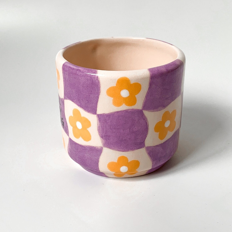 Handmade and Hand Painted Checkered All Day Mug Cute Modern - Etsy