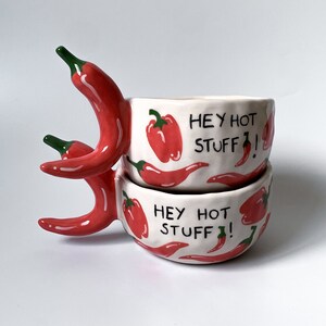 Hot Stuff Chili Handmade and Hand Painted Ceramic Mug, Aesthetic Coffee ...