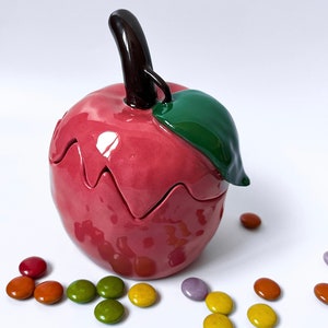 Apple Handmade and Hand Painted Ceramic Jewelry Box, Trinket Box, Sugar ...