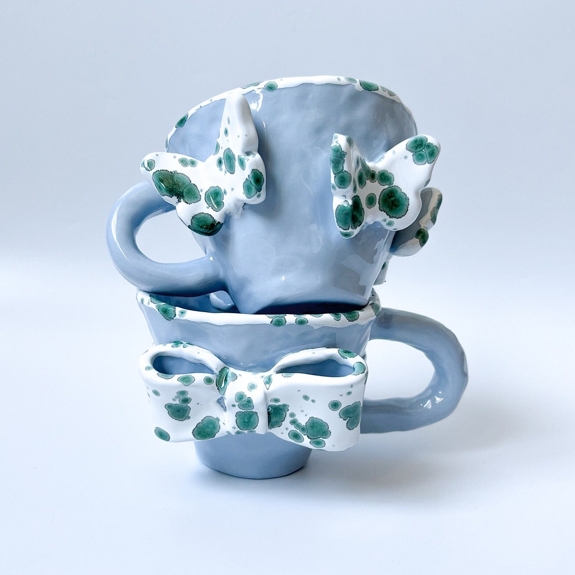 Blue Butterflies Handmade and Hand Painted Ceramic Mug, Aesthetic ...