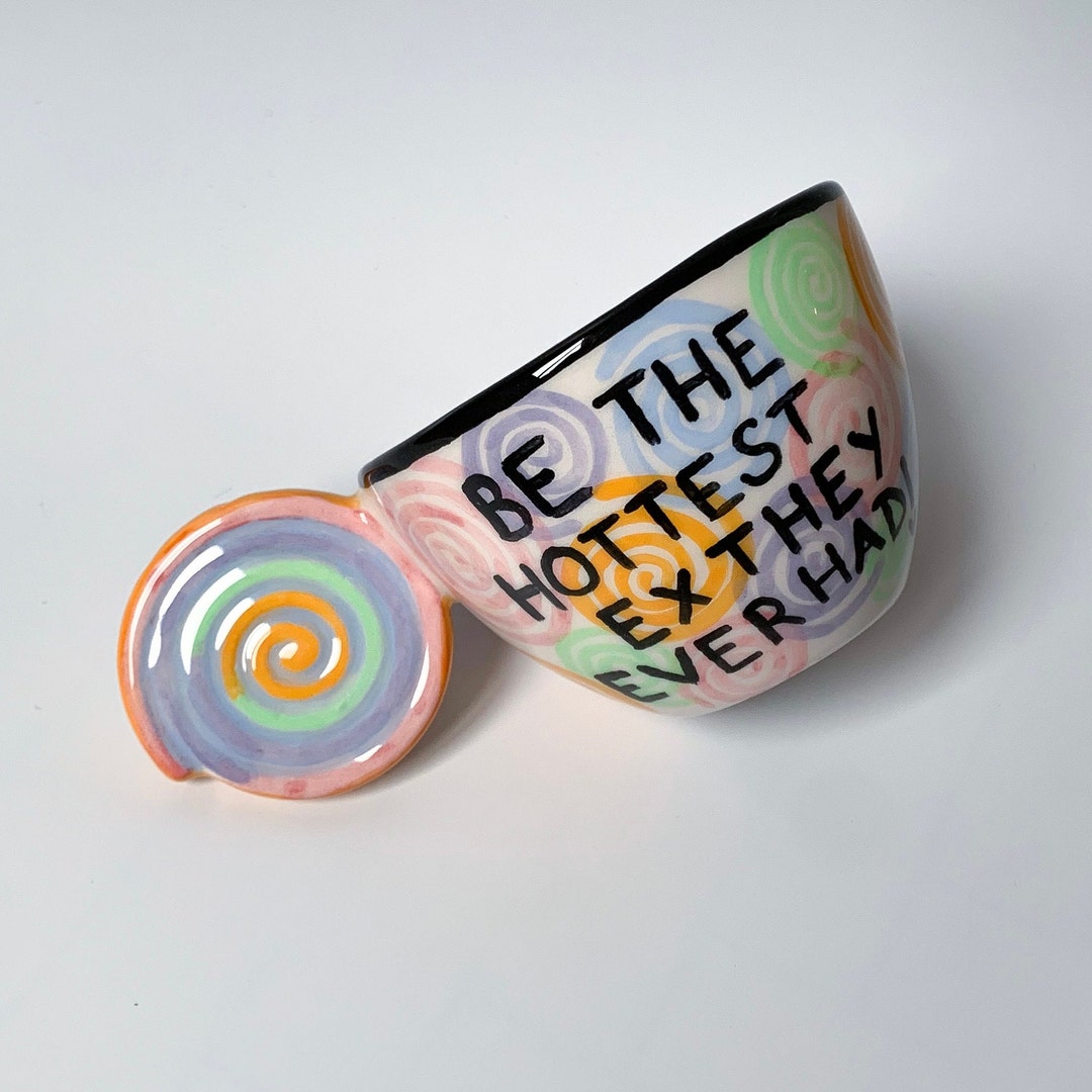 Hand-painted Ceramic Coffee Mug: Modern Swirl Print, Quote Mug - Etsy