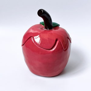 Apple Handmade and Hand Painted Ceramic Jewelry Box, Trinket Box, Sugar ...