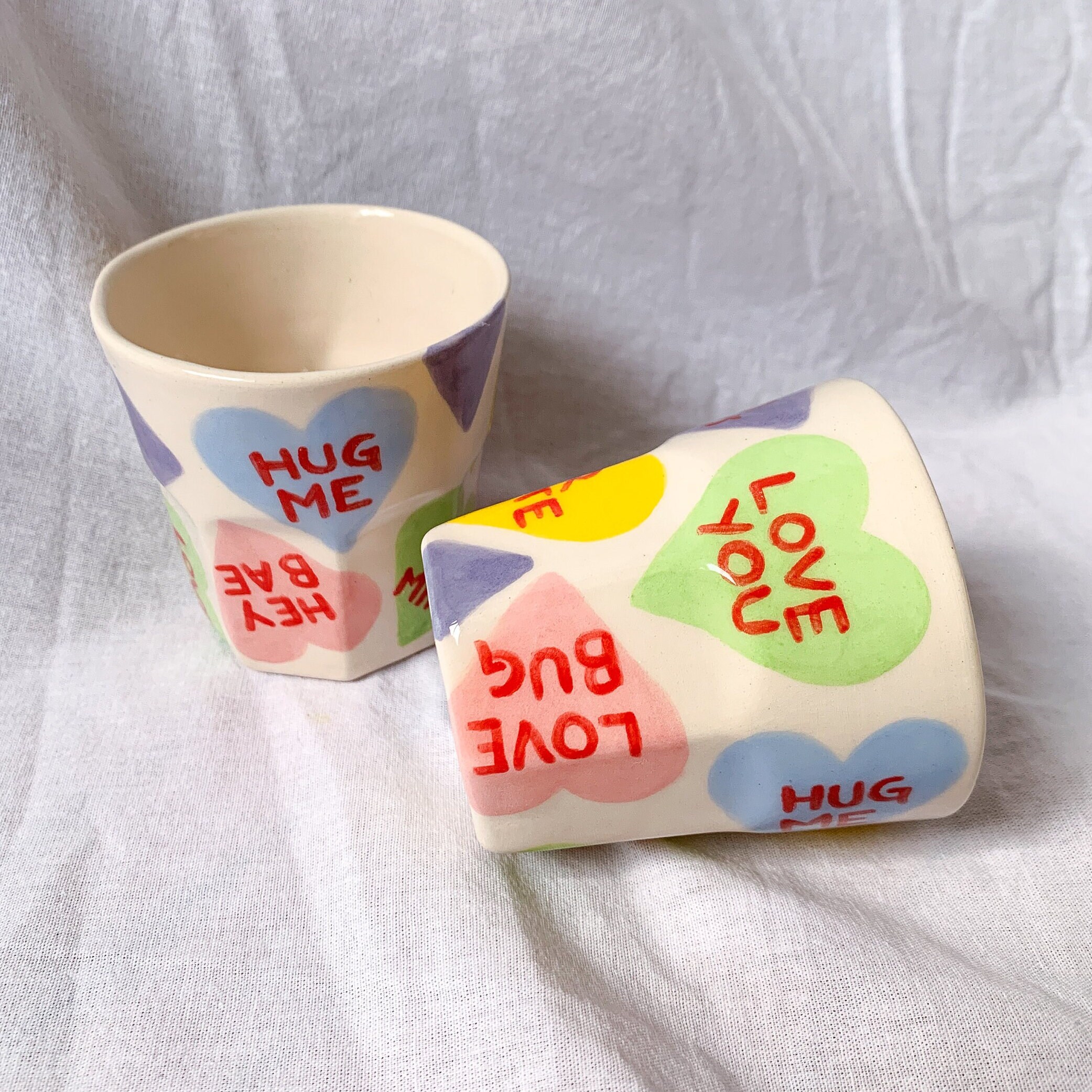 Love Letter Handmade and Hand Painted Ceramic Mug Set, Set of Two ...