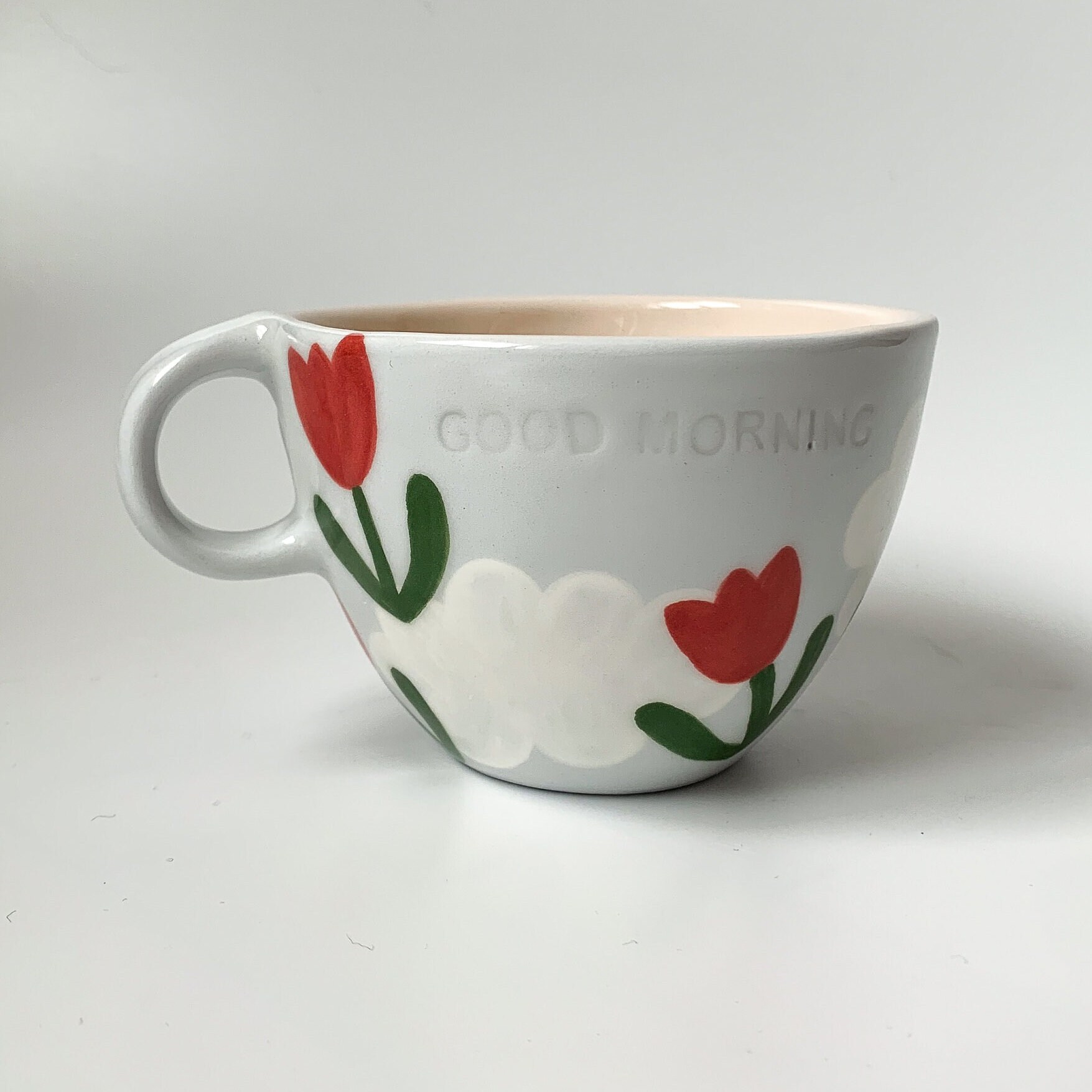 Dream Handmade Ceramic Mug, Cute Flower Hand Painted Ceramic Mug, Cute ...