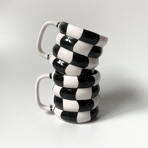 Hand-painted Checkered Ceramic Mug: Modern Coffee Cup - Etsy