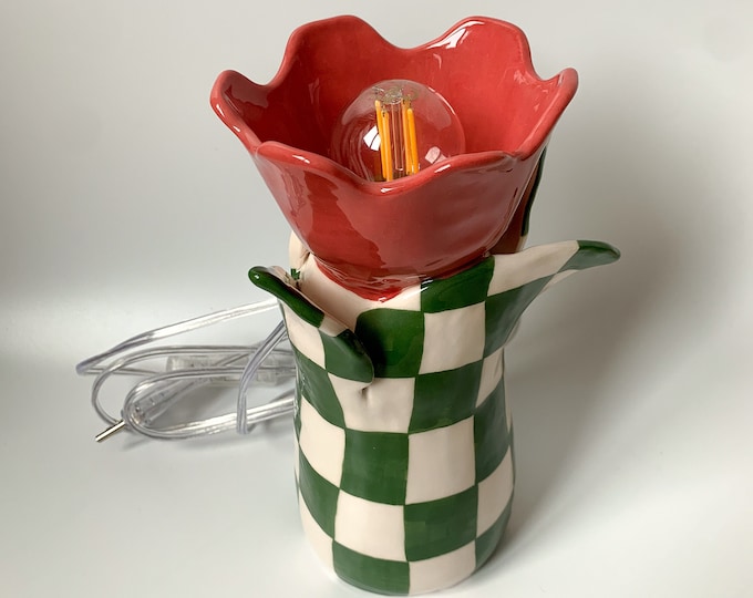 Handmade and Hand Painted Ceramic Tulip Table Lamp, Statement Table ...