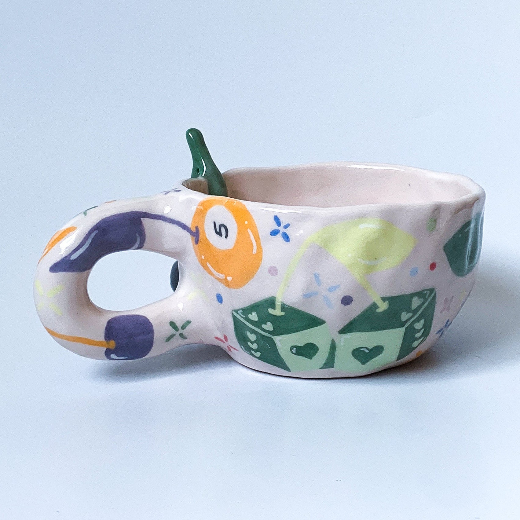 Cherry Bomb Handmade and Hand Painted Ceramic Mug, Aesthetic Coffee Mug ...