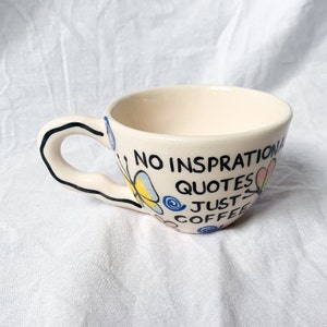 No Inspo Handmade and Hand Painted Ceramic Mug, Cute Modern Coffee Mug ...