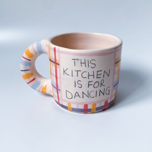 Dancer Handmade and Hand Painted Striped Ceramic Mug, Cute Modern ...