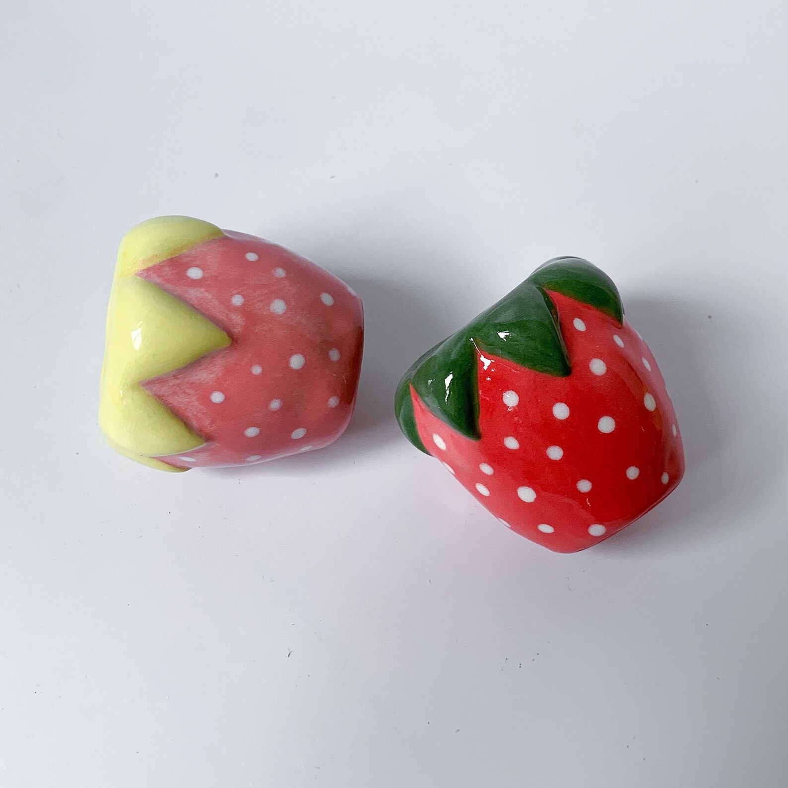 Strawberry Handmade Candle Stick Holder Set, Hand Painted Strawberry ...