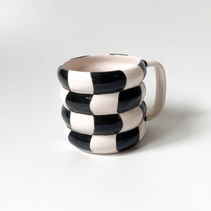 Hand-painted Checkered Ceramic Mug: Modern Coffee Cup - Etsy