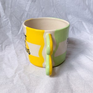 Hand-painted Ceramic Coffee Mug: Checkered Quote Mug, Modern Art - Etsy