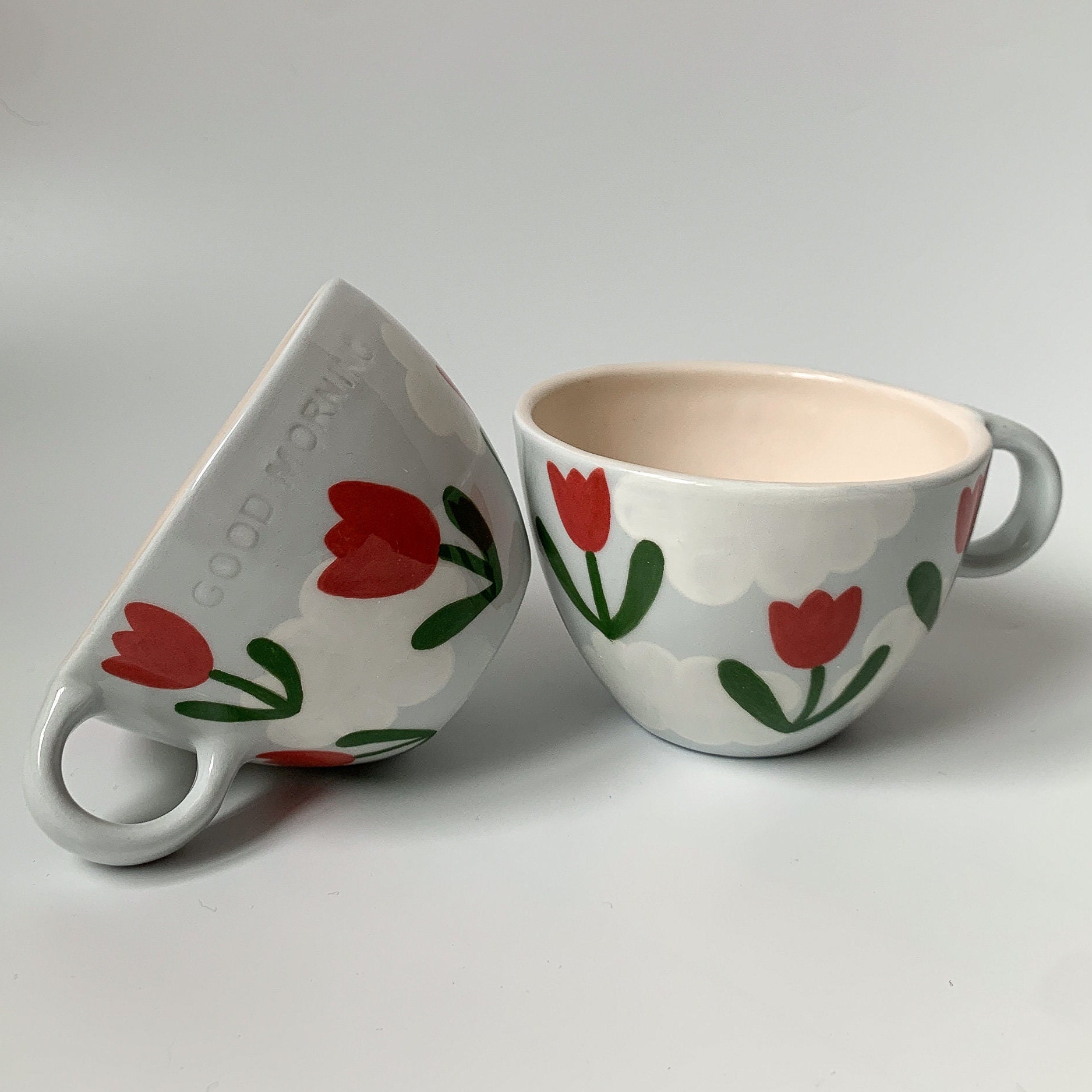 Dream Handmade Ceramic Mug, Cute Flower Hand Painted Ceramic Mug, Cute ...