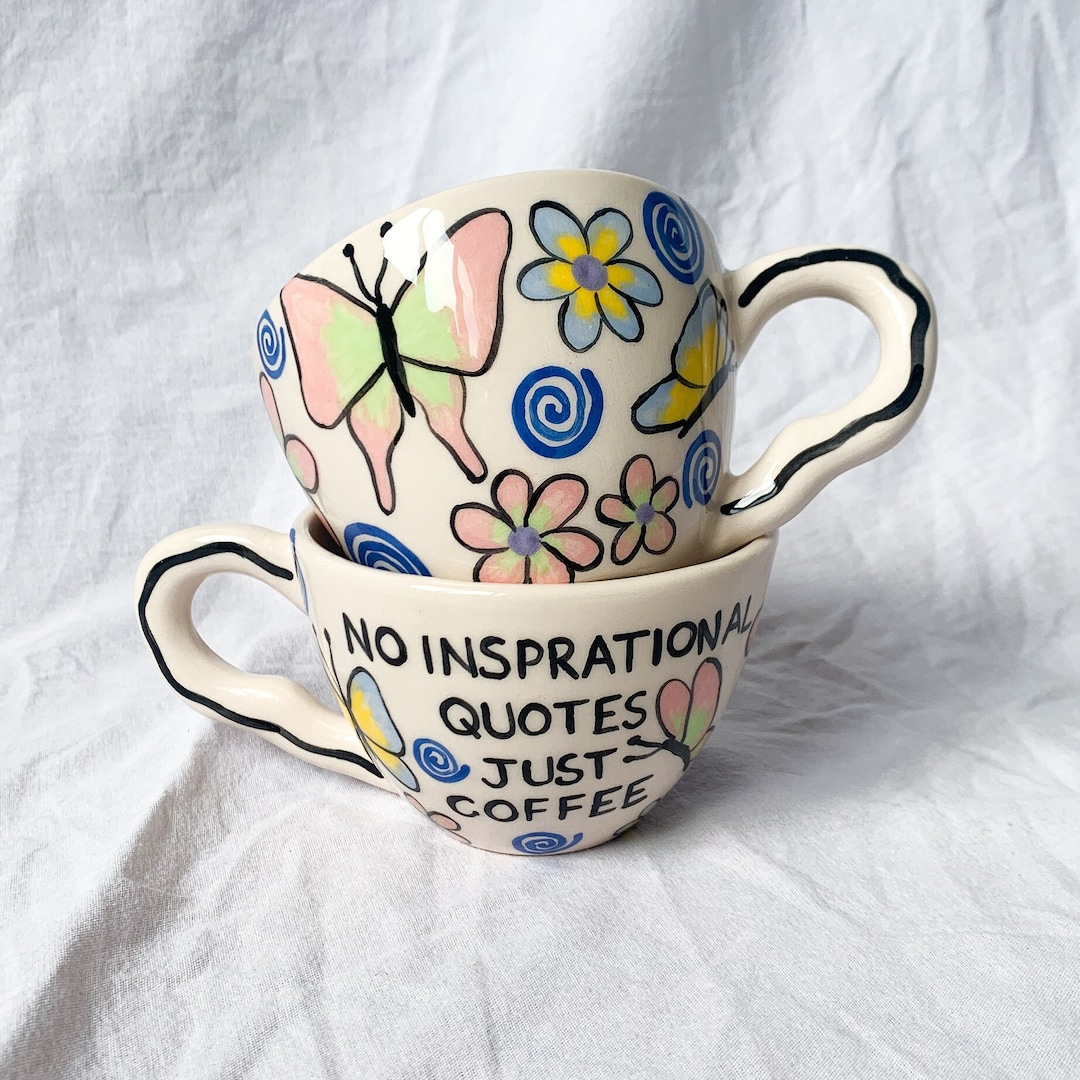 No Inspo Handmade and Hand Painted Ceramic Mug, Cute Modern Coffee Mug ...