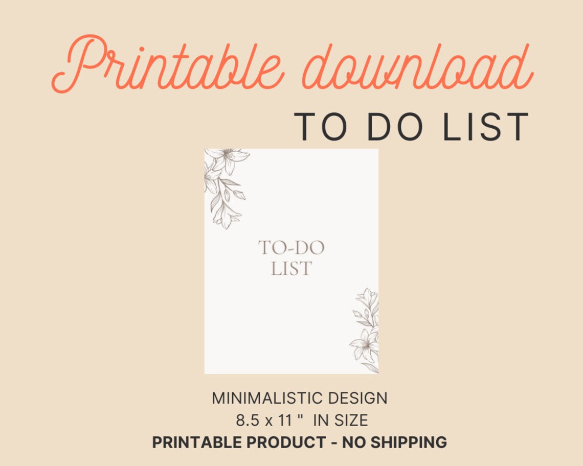 MINIMALISTIC DESIGN: to Do List Printable Template, Task and ...