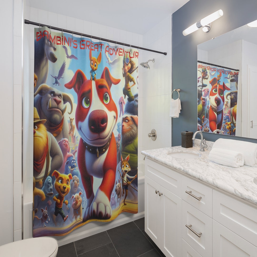 Bambini's the Pitty Great Adventure & Friends Shower Curtains Pitbull ...