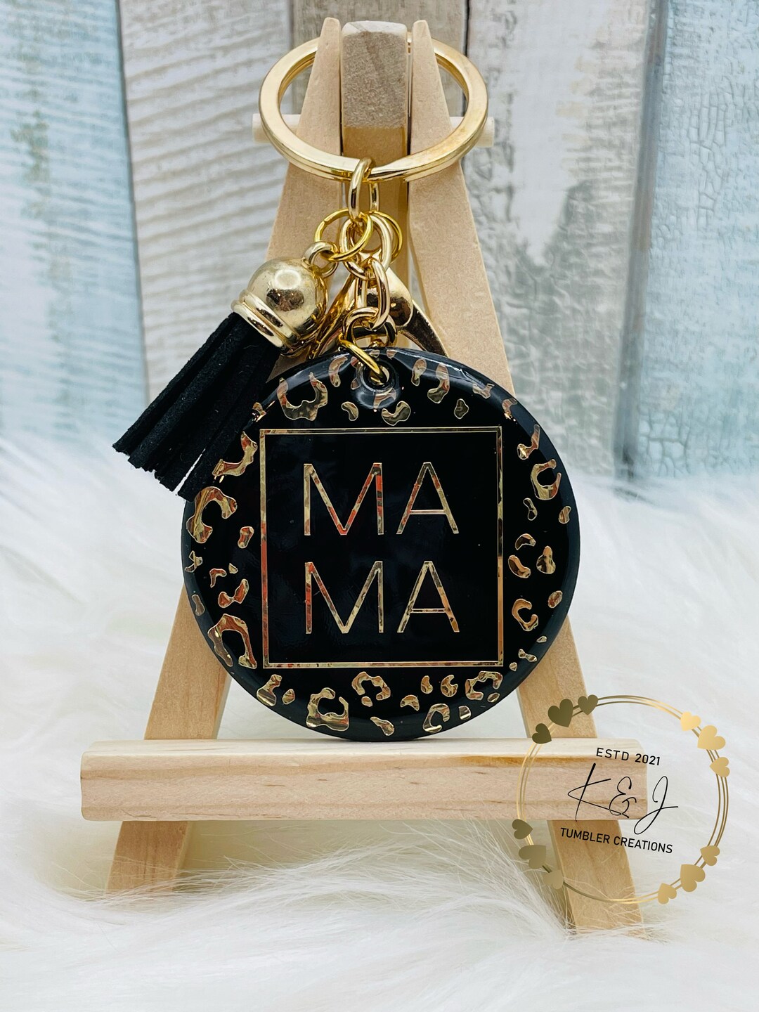 Leopard Print MAMA Keychain - Etsy