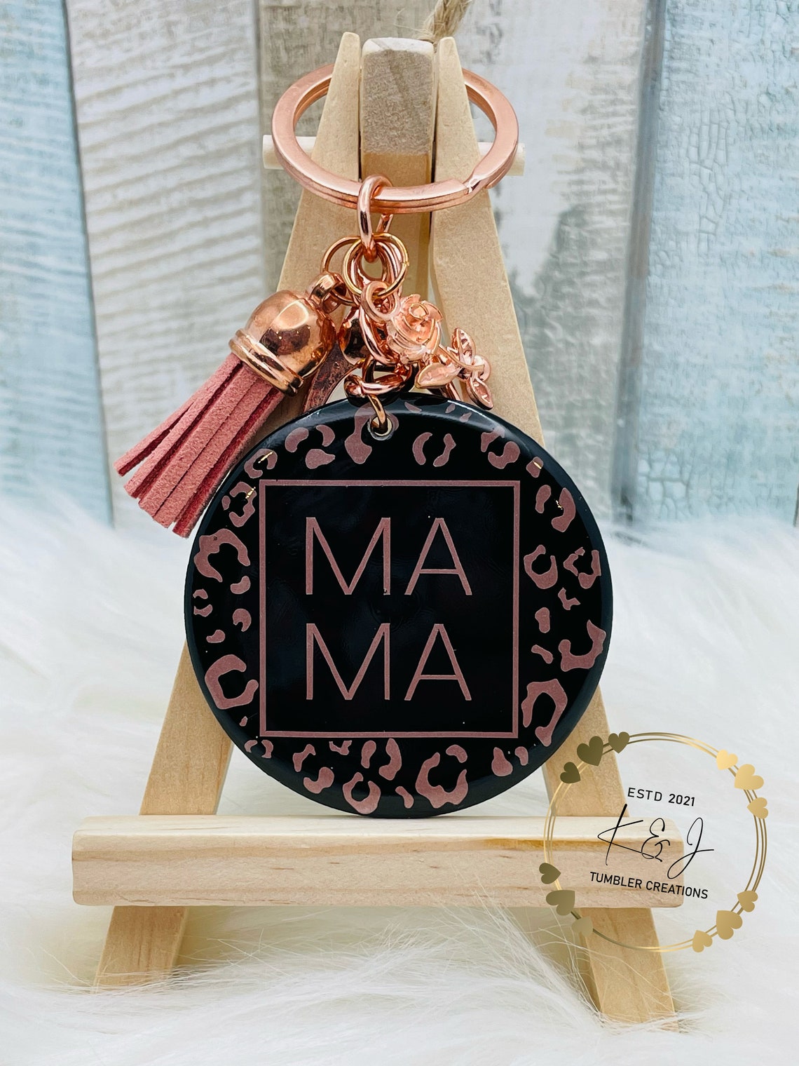 Leopard Print MAMA Keychain - Etsy